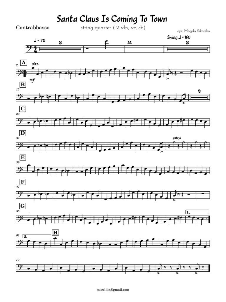 Santa Claus Is Coming To Town Score | PDF | String Instruments ...