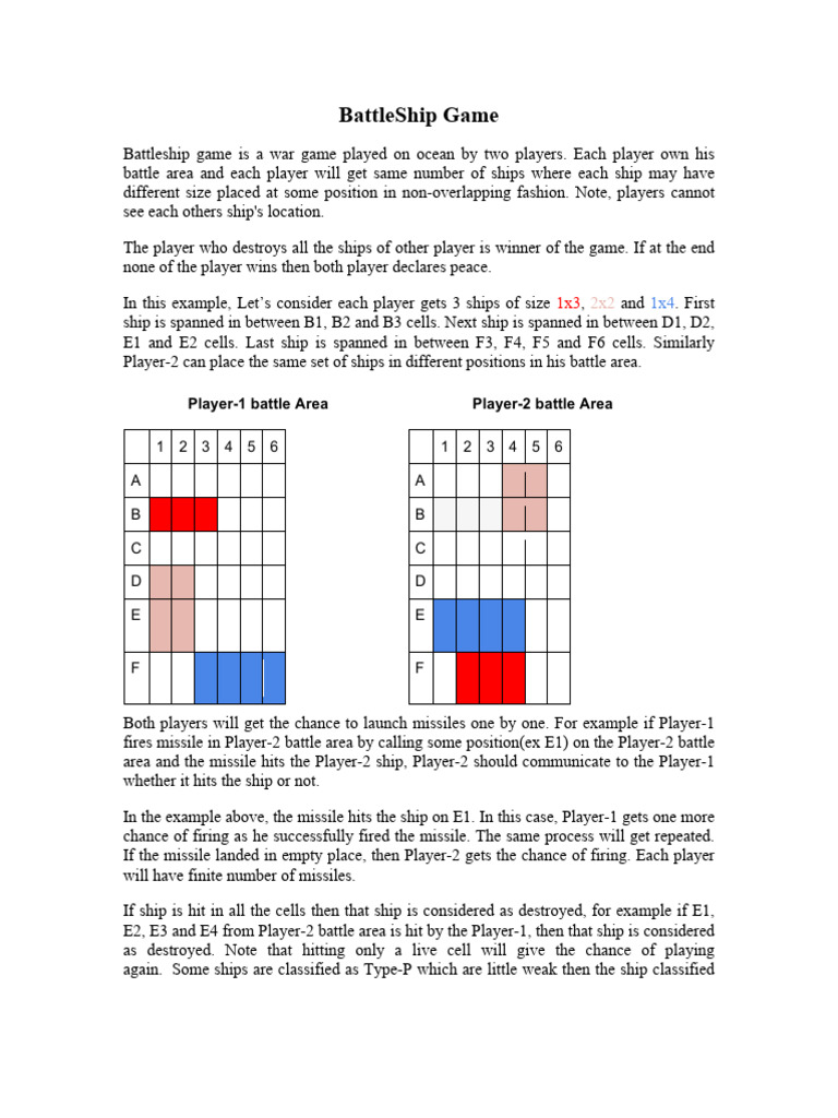 BattleShip Game - V1 | PDF