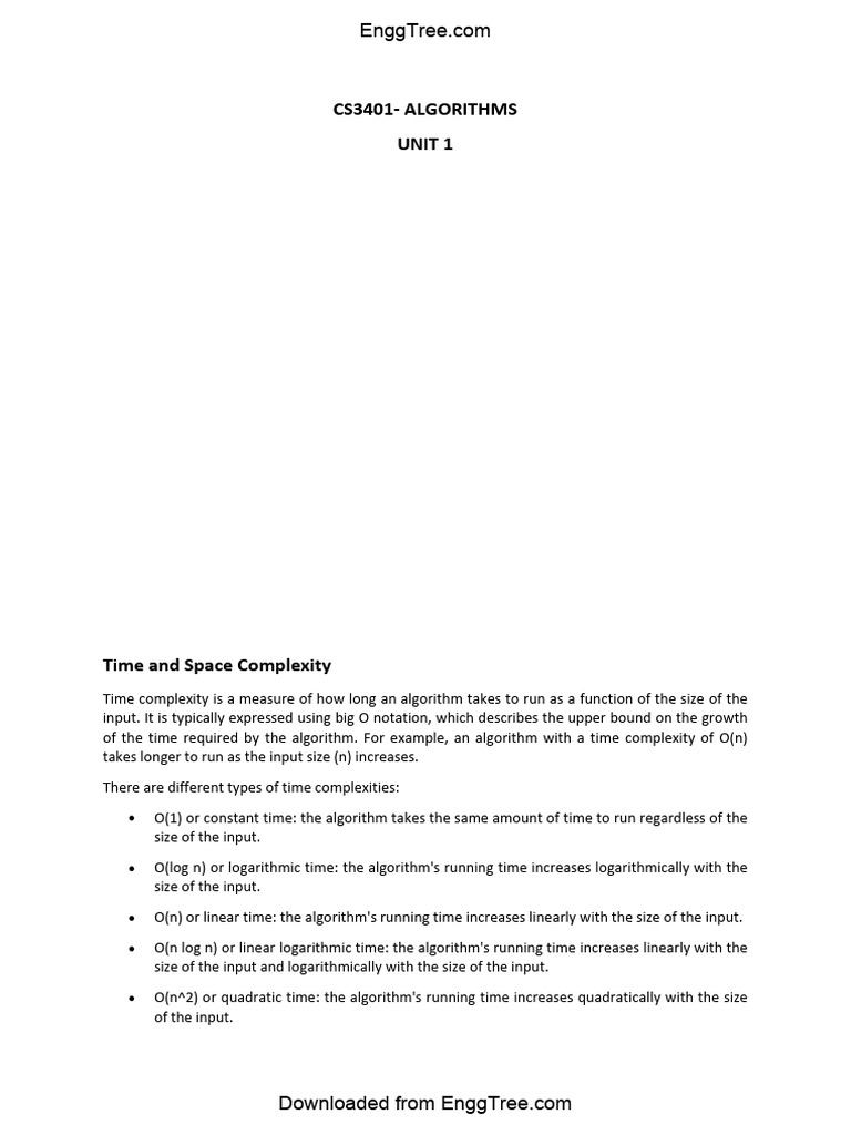 Cs3401 Algorithms Lecture Notes 1 Pdf Time Complexity Cybernetics 2078