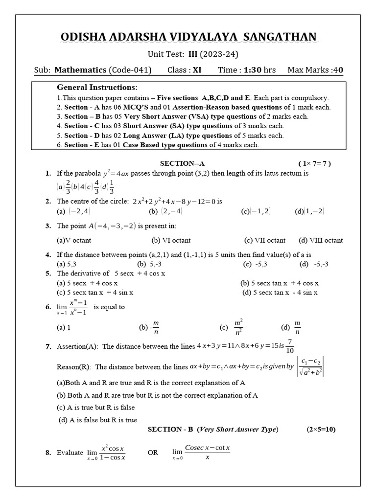 UT 3 Maths AK Samantaray | PDF | Ellipse | Analytic Geometry