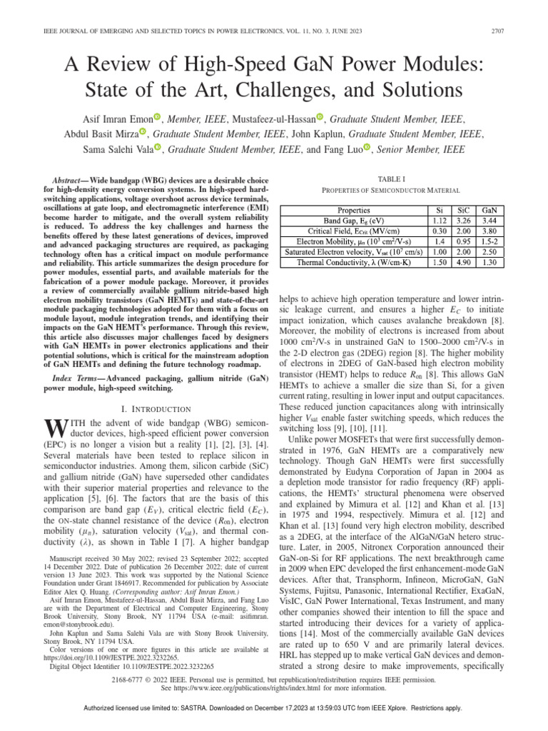 A Review of High-Speed GaN Power Modules State of The Art Challenges ...