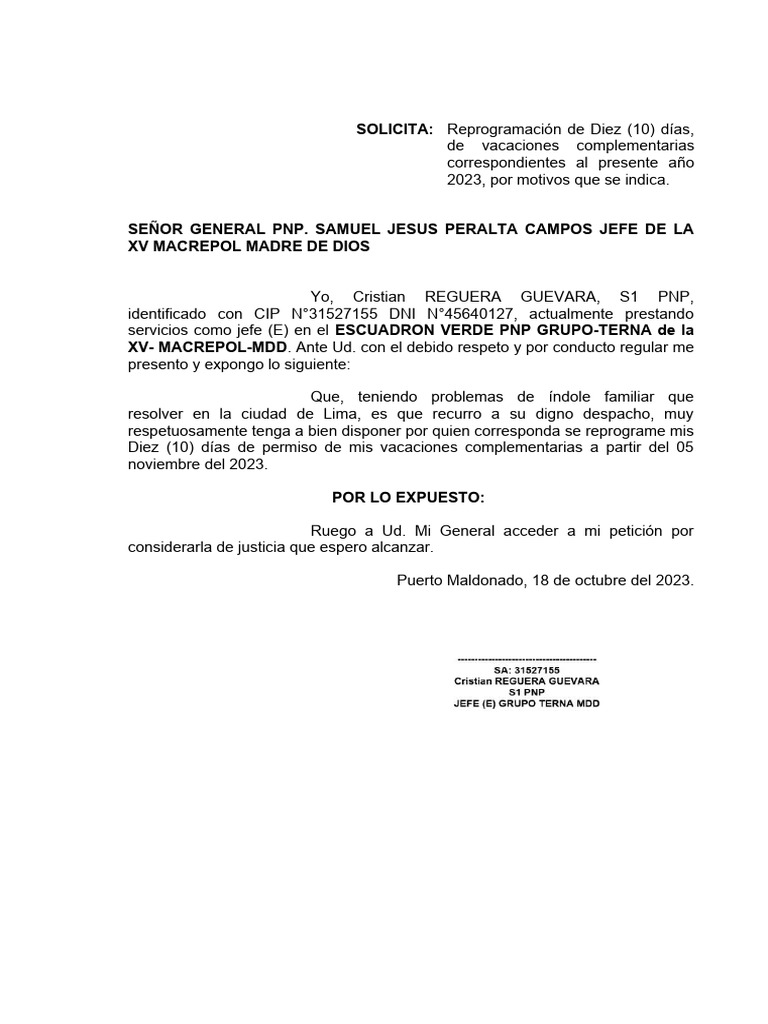 SOLICITUD Y ELEVACION PNP | PDF SOLICITUD Y ELEVACION PNP | PDF