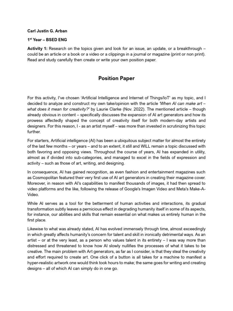 ARBAN - STS Position Paper | PDF | Artificial Intelligence ...