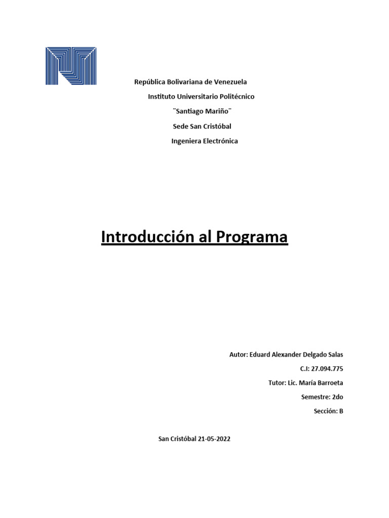Introducción Al Programa | PDF
