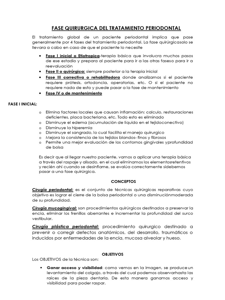Fase Quirurgica Del Tratamiento Periodontal. | PDF | Especialidades Medicas | Medicina CLINICA