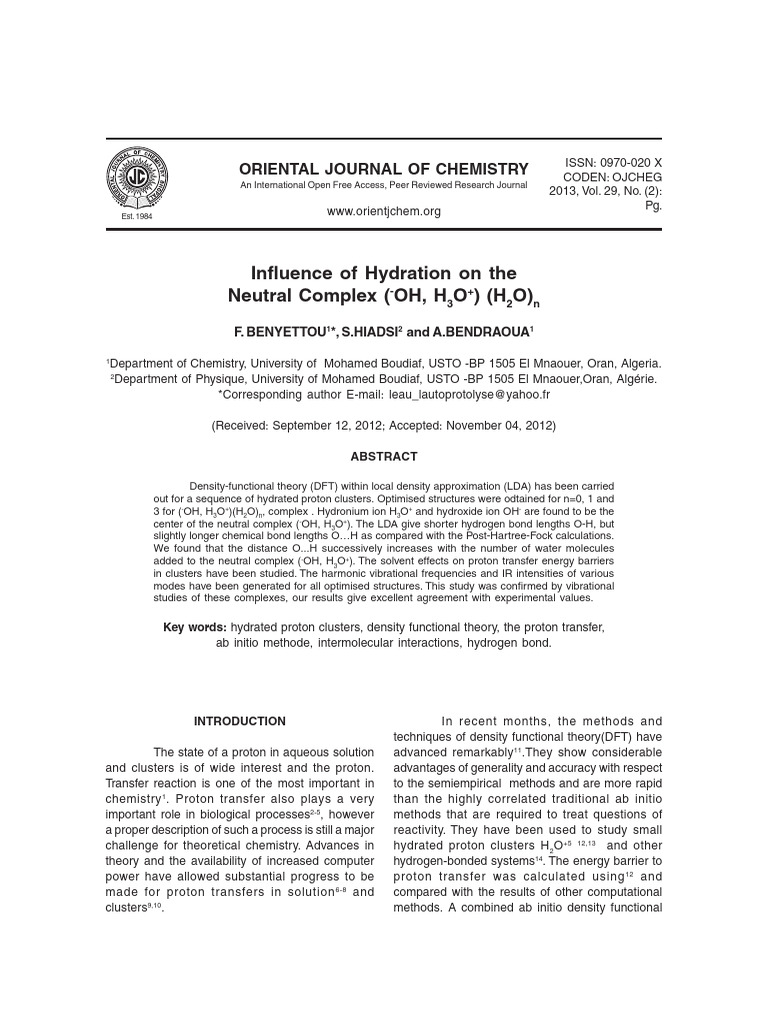 F Benyettou | PDF | Computational Chemistry | Ab Initio Quantum ...
