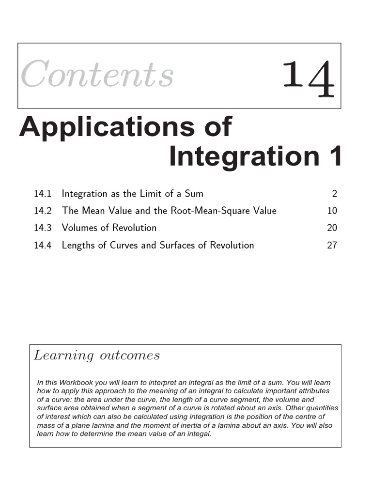 HELM Workbook 14 Applications of Integration 1 | PDF | Integral | Root Mean Square