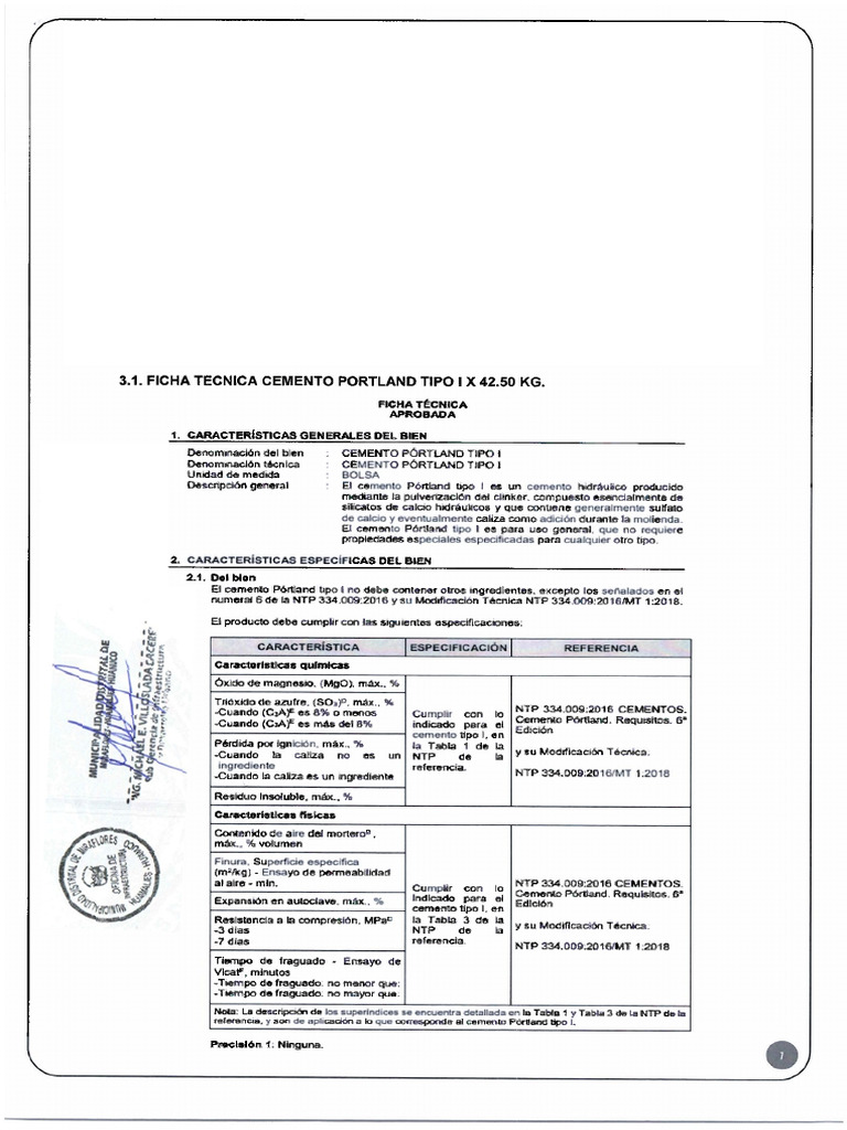 Ficha Tecnica Cemento | PDF