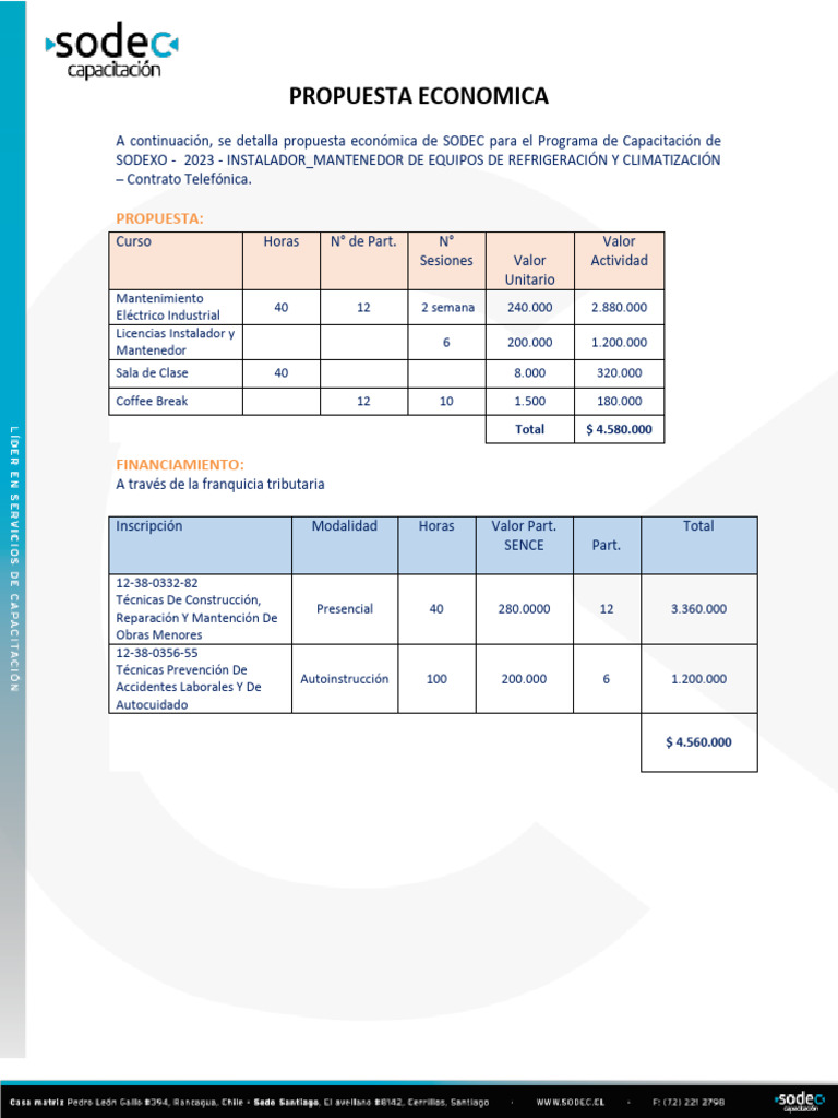 Propuesta Economica | PDF
