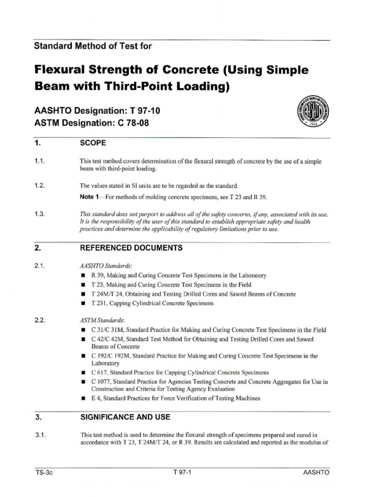 Aashto T-97-10 | PDF | Concrete | Beam (Structure)
