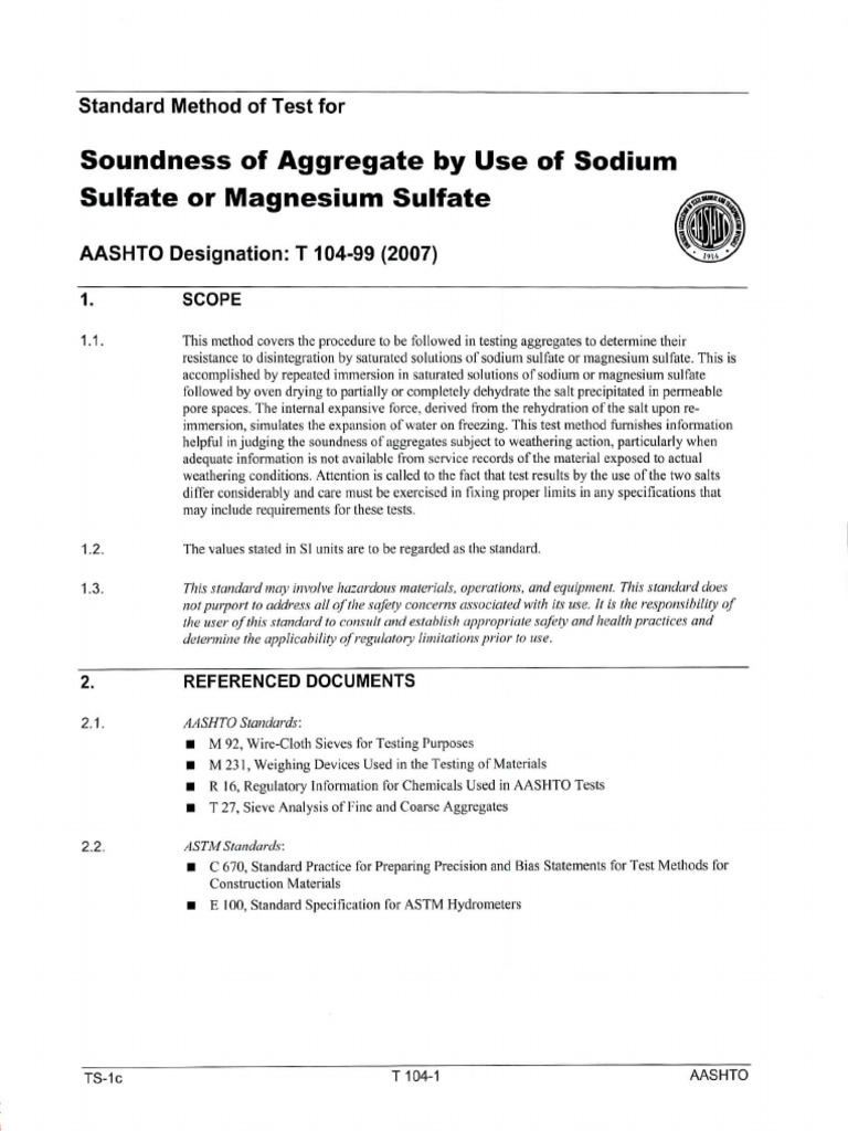 AASHTO T-104 (Año 2007) | PDF | Chemistry | Physical Sciences
