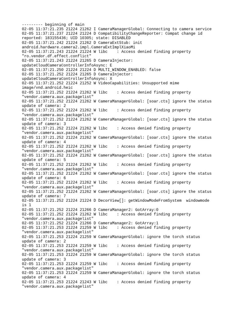 Camera Service Connection Logs | PDF | Computer Science | Computer Engineering