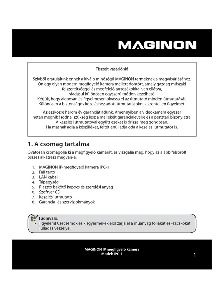 Maginon IPC-1 BDA HU | PDF