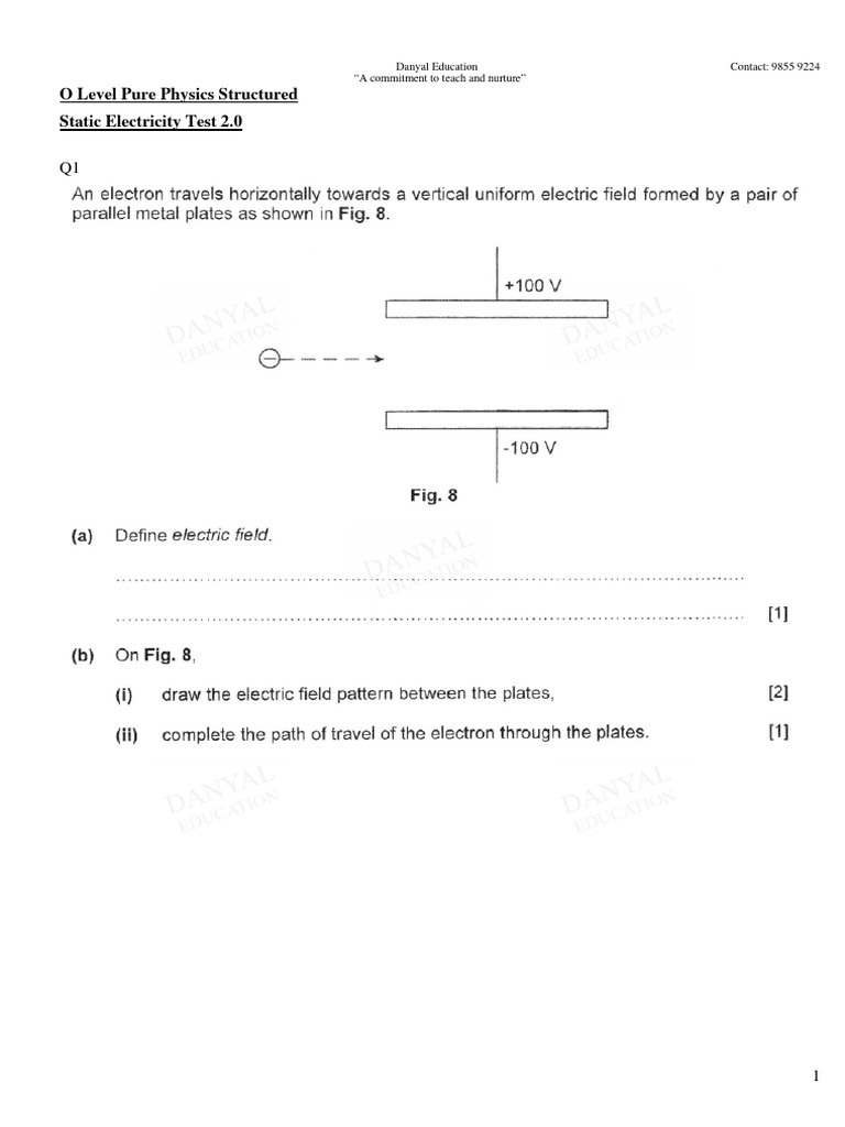 Pure Physics Structured Static Electricity Test 2.0 | PDF | Career ...