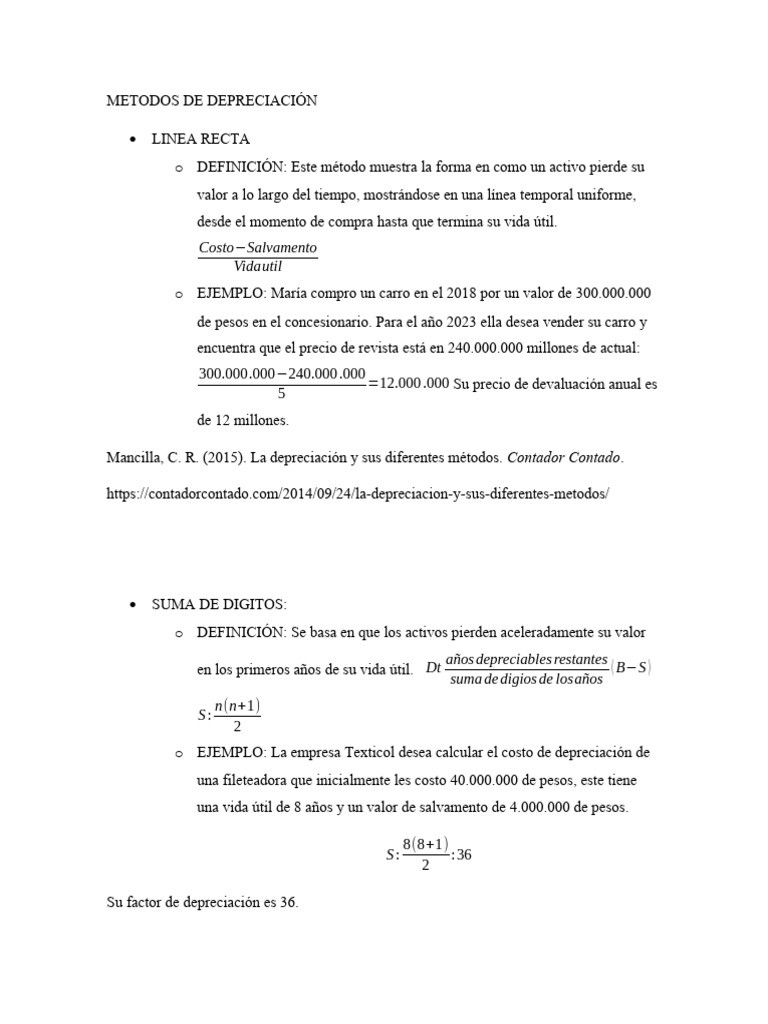 Metodos de Depreciación Actividad | PDF | Depreciación | Contabilidad financiera