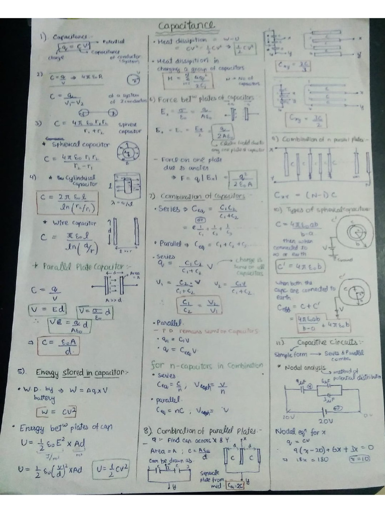 Capacitance Short Notes | PDF
