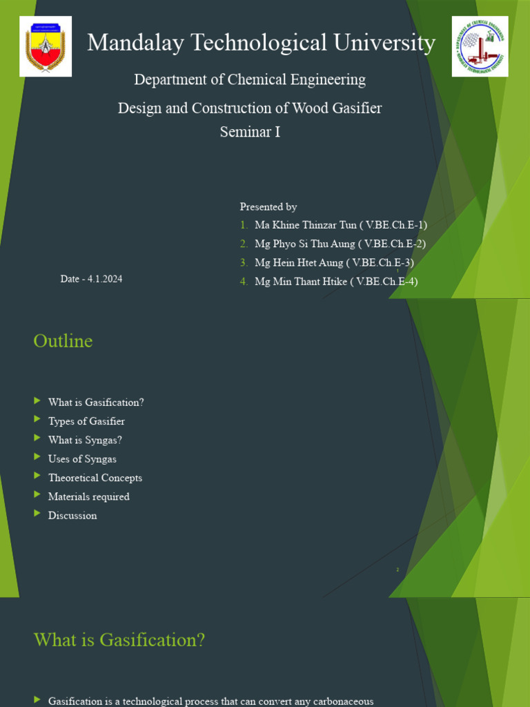 Seminar1 Design Project 5th Yr | PDF | Gasification | Chemistry