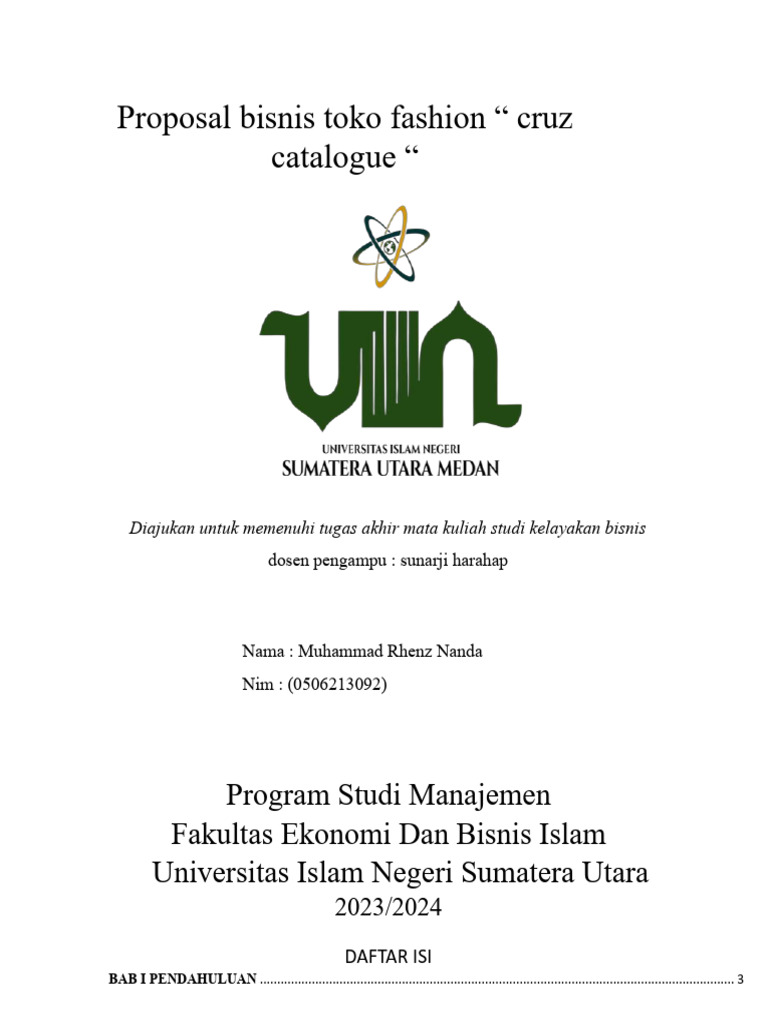 Proposal Bisnis, Muhammad Rhenz Nanda. | PDF