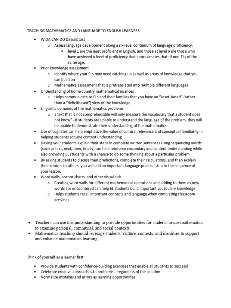Teaching Math to English Learners | PDF | Learning | Mathematics