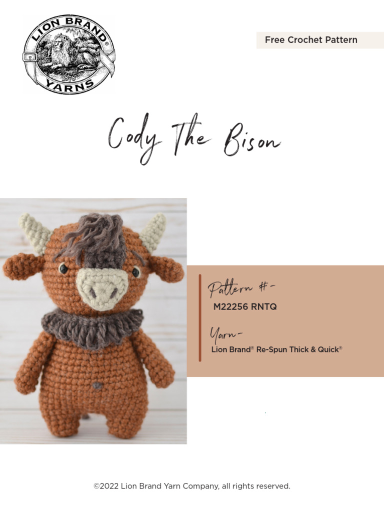 Cody The Bison - M22256 RNTQ v1672758933844 | PDF | Crochet | Yarn