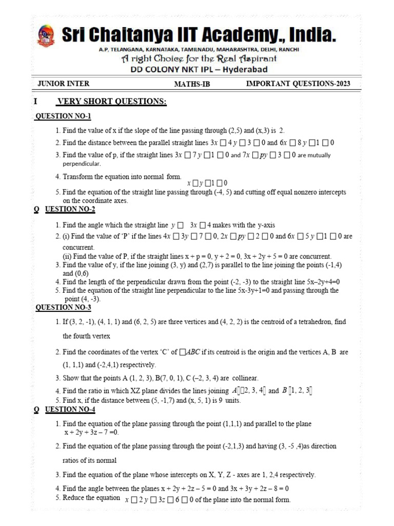 Important Maths Questions for IB Junior 2023 | PDF | Rectangle | Line (Geometry)