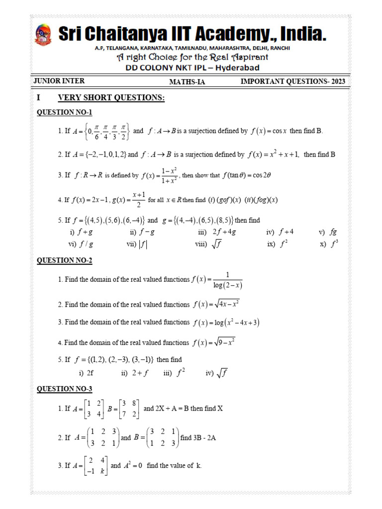 Ts JR Maths Ia Imp Questions | PDF | Triangle | Elementary Geometry