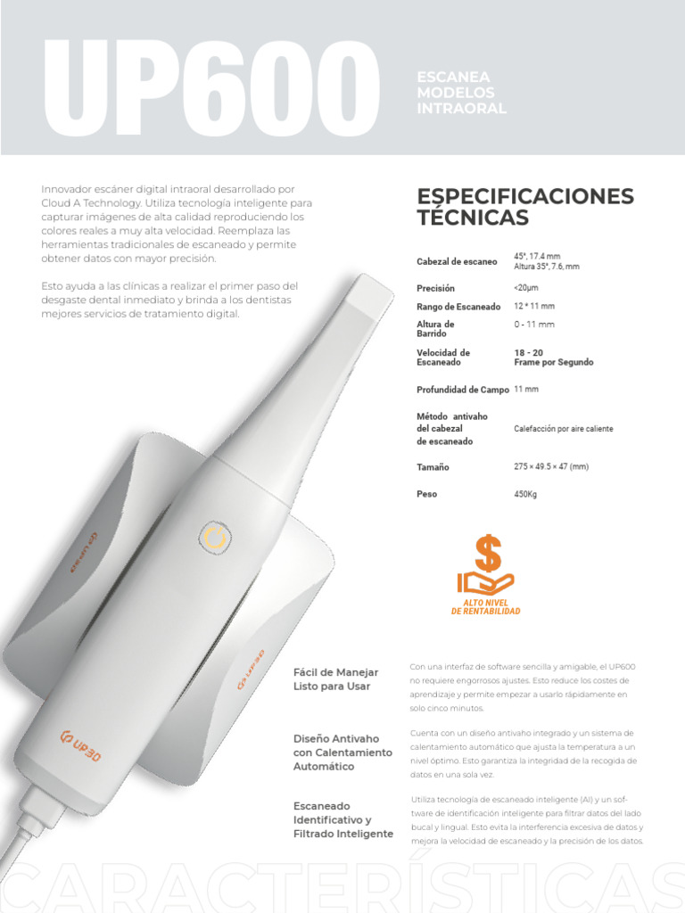 Especificaciones ESCANER INTRAORAL Up600 | PDF | Informática ...