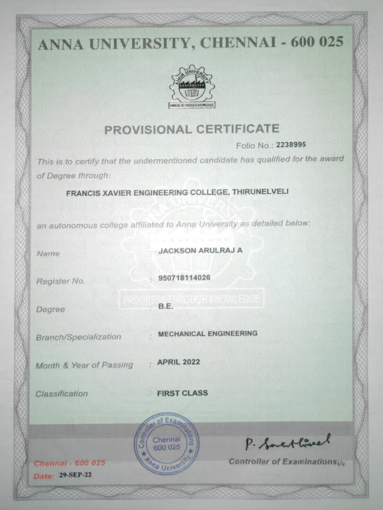 Provisional Certificate | PDF