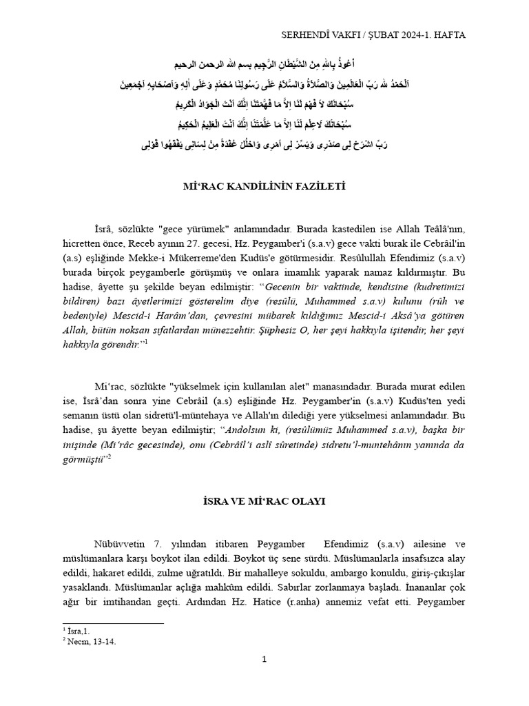 5 - Serhendî Sohbetleri - Şubat - 2024 | PDF