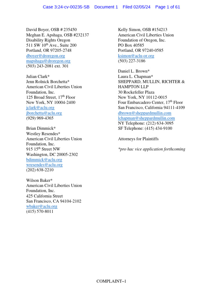 Disability Rights Oregon Vs Washington County | PDF | Mental Disorder ...