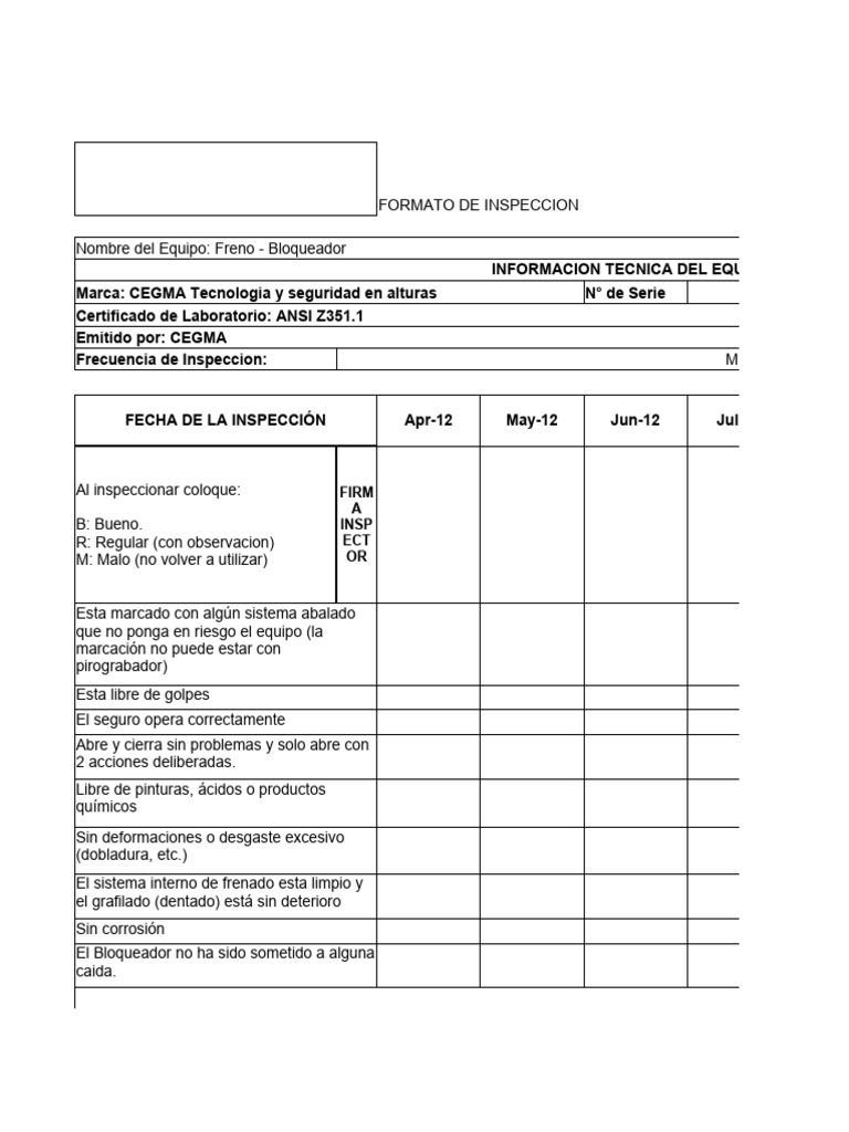 Formato de Inspeccion Equipos | PDF