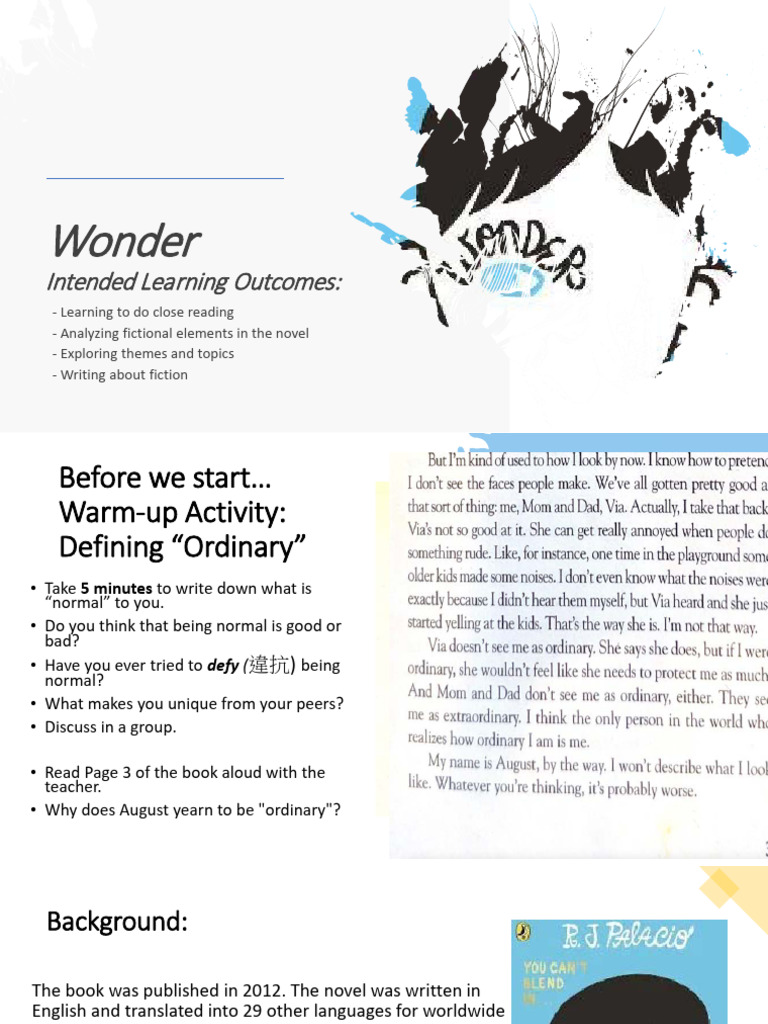 Wonder PPT-students' Version | PDF | Narration | Plot (Narrative)