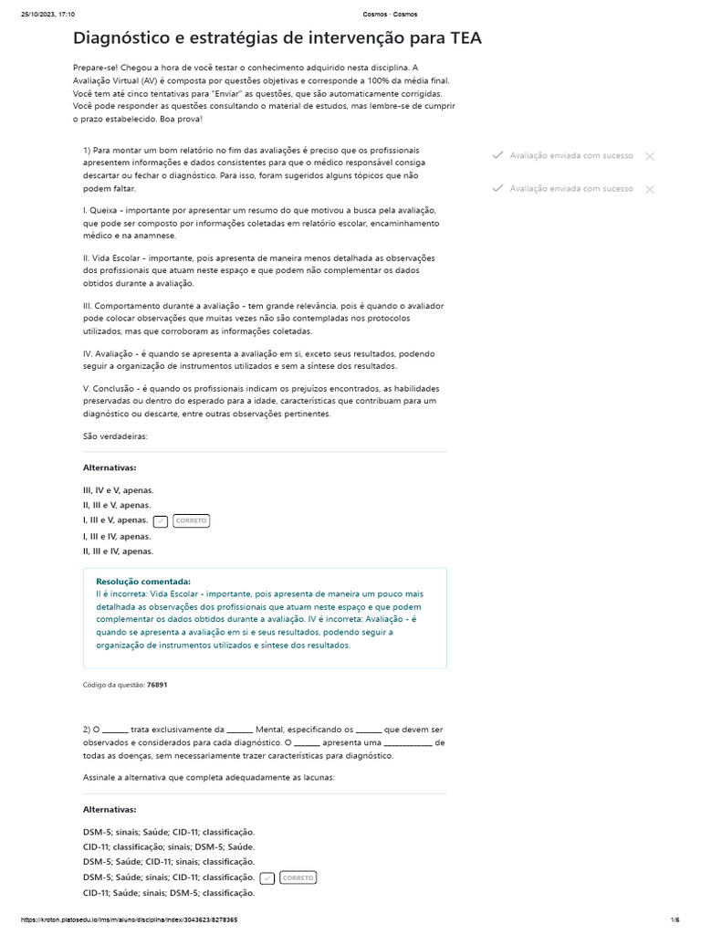 Prova - Mod 2 | PDF | Espectro do autismo | Comportamento