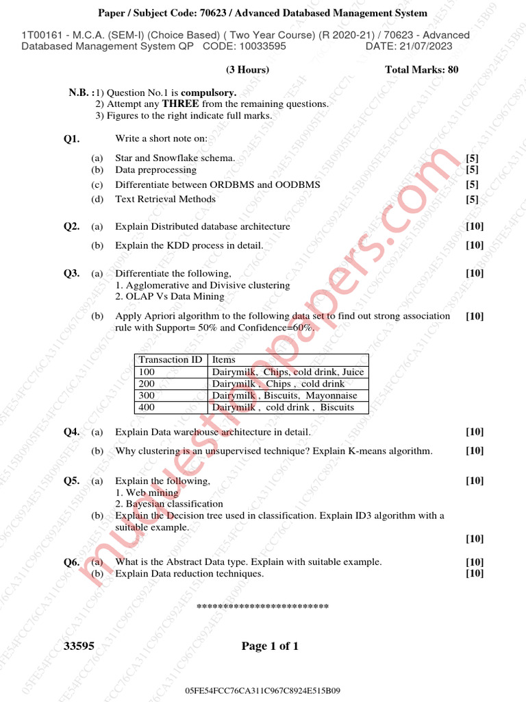 Advanced Database Management System Rev 2019me | PDF | Computing ...