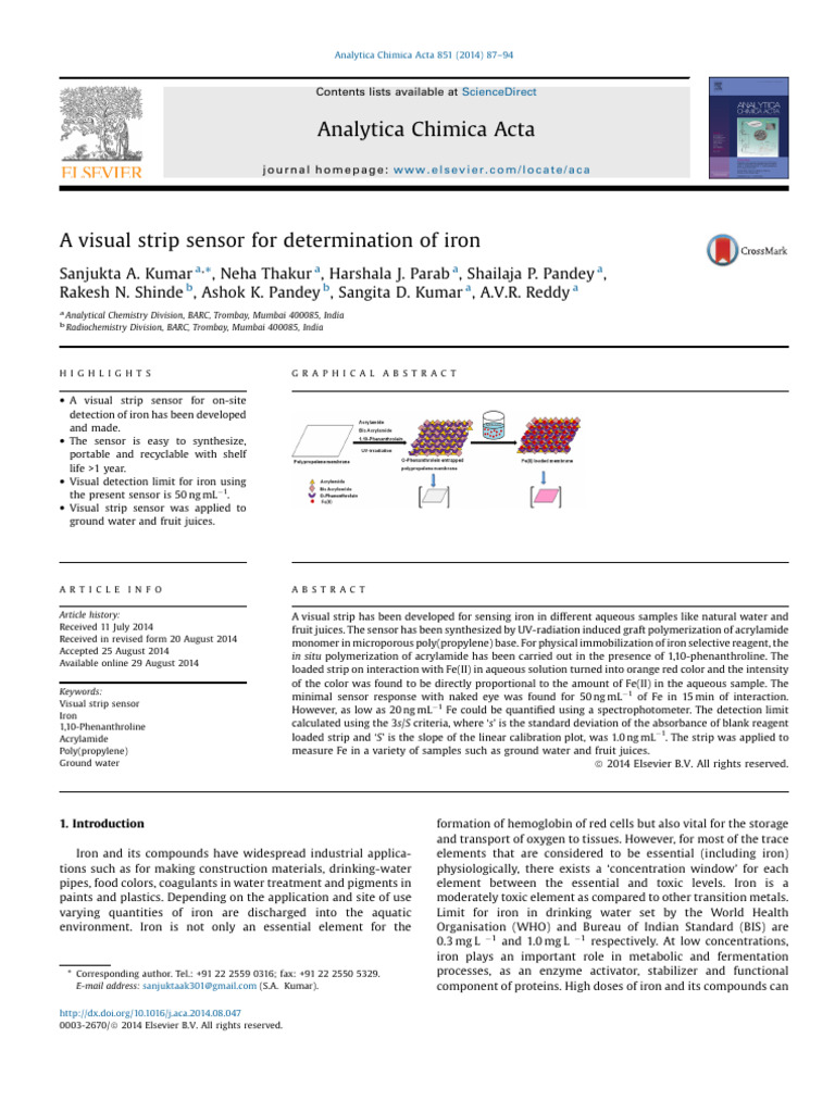 Visual Strip Sensor for Iron Detection | PDF | Ph | Iron
