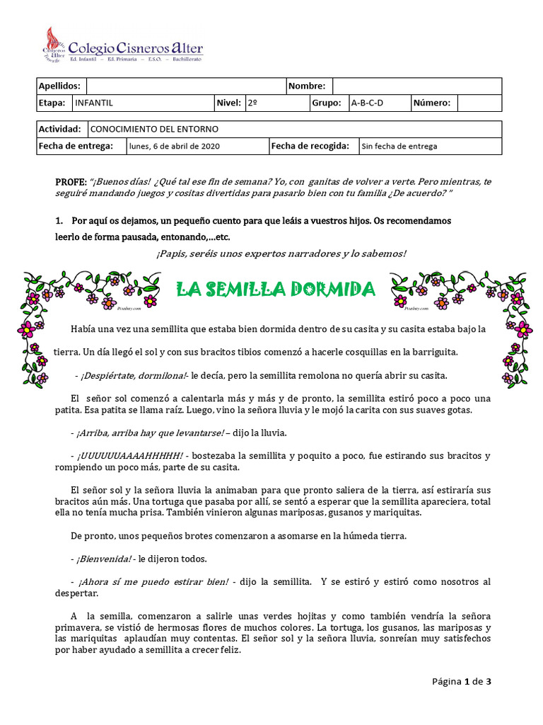 Actividades Infantiles sobre Jardinería | PDF