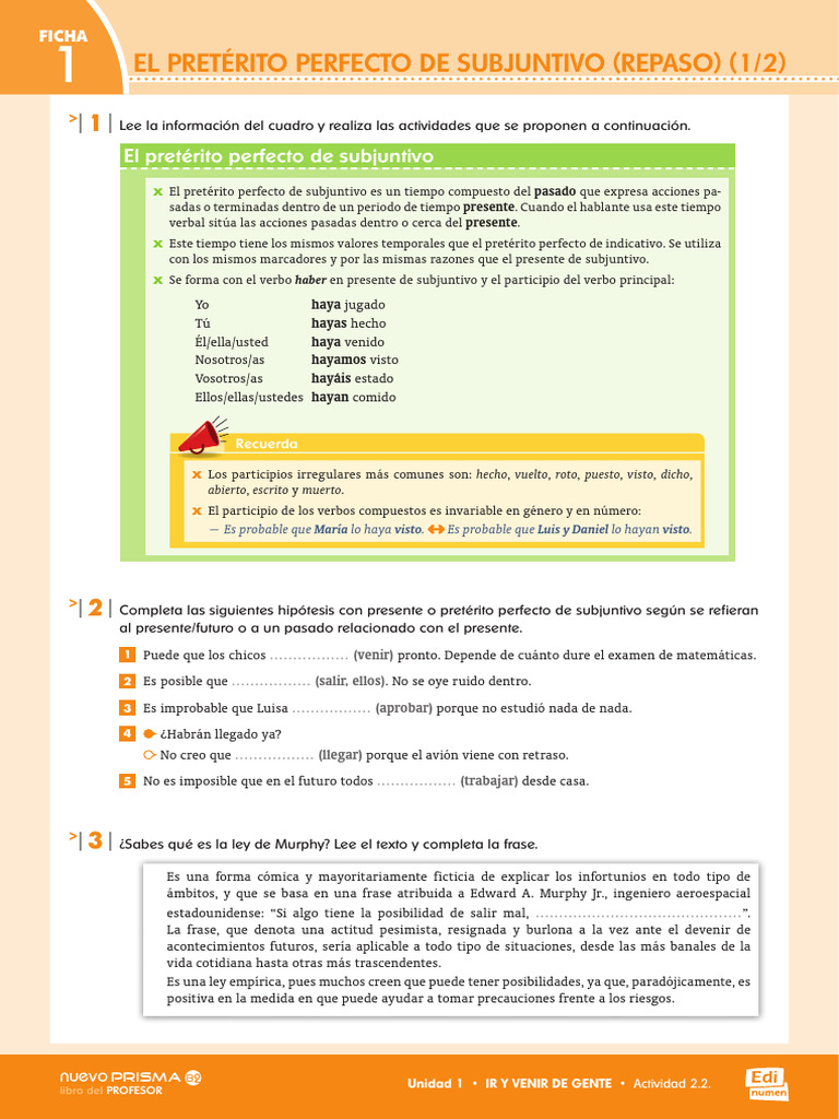 NPrisma B2 Fichas | PDF | Verbo