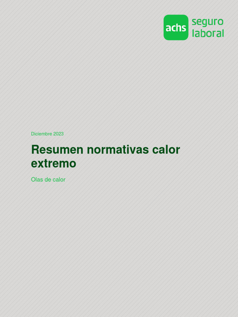 Resumen Normativas Calor Extremo | PDF | Agua | Calor