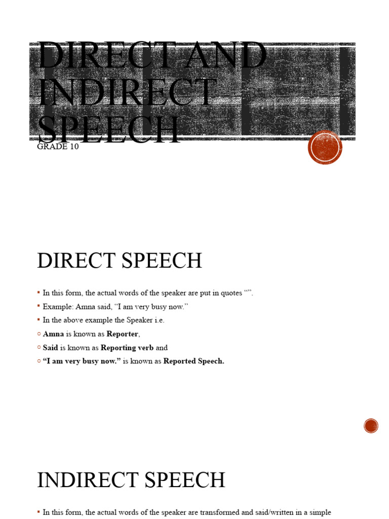 Direct and Indirect Speech | PDF | Verb | Semantics