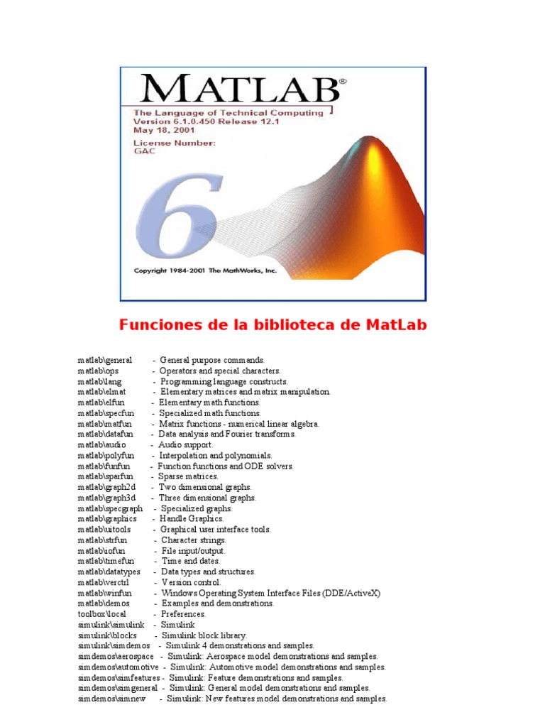 Funciones Biblioteca MatLab | PDF | Matlab | Control Flow