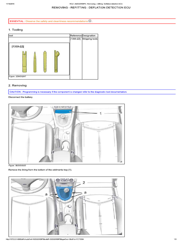 RCZ - B2GG0109P0 - Removing - refitting _ Deflation detection ECU | PDF