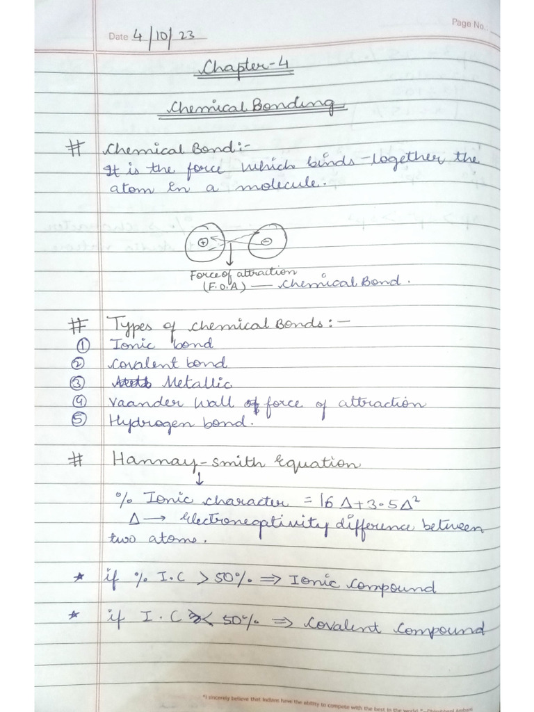 Chemistry Chapter 4 Chemical Bonding | PDF
