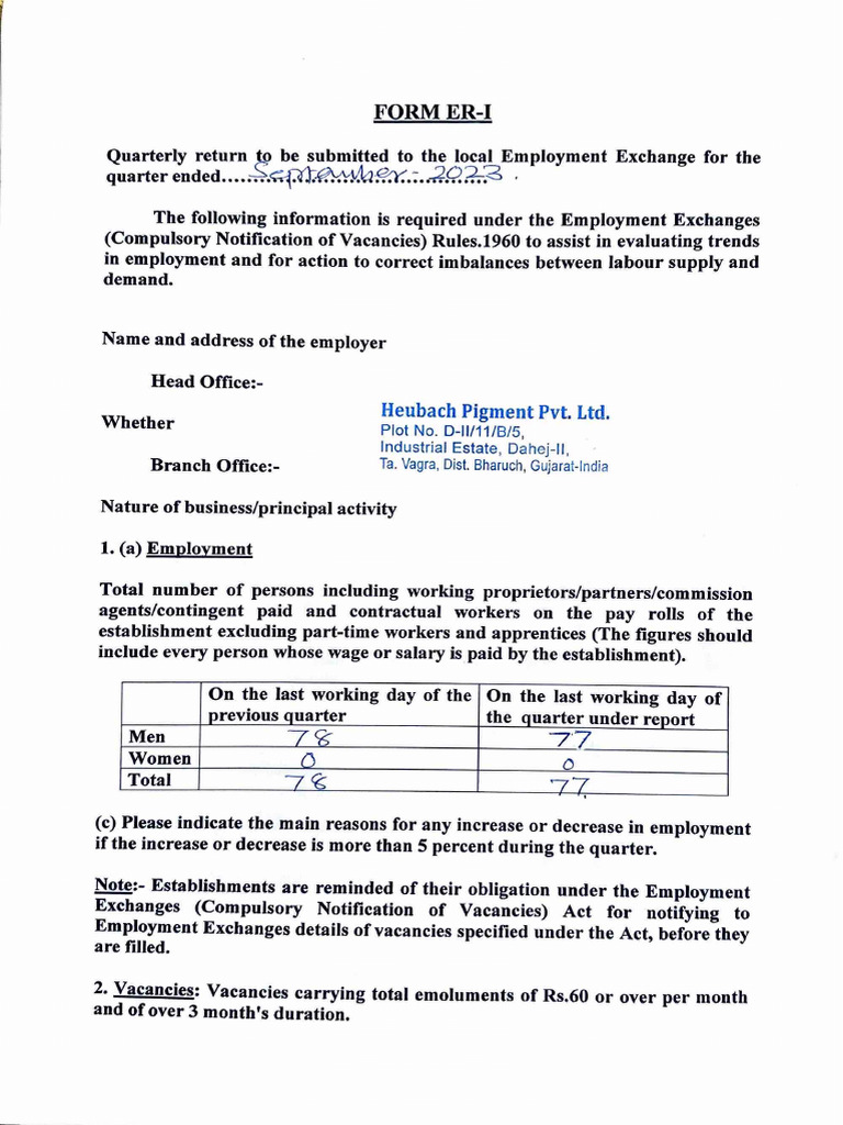 Form ER-1 | PDF | Employment | Business