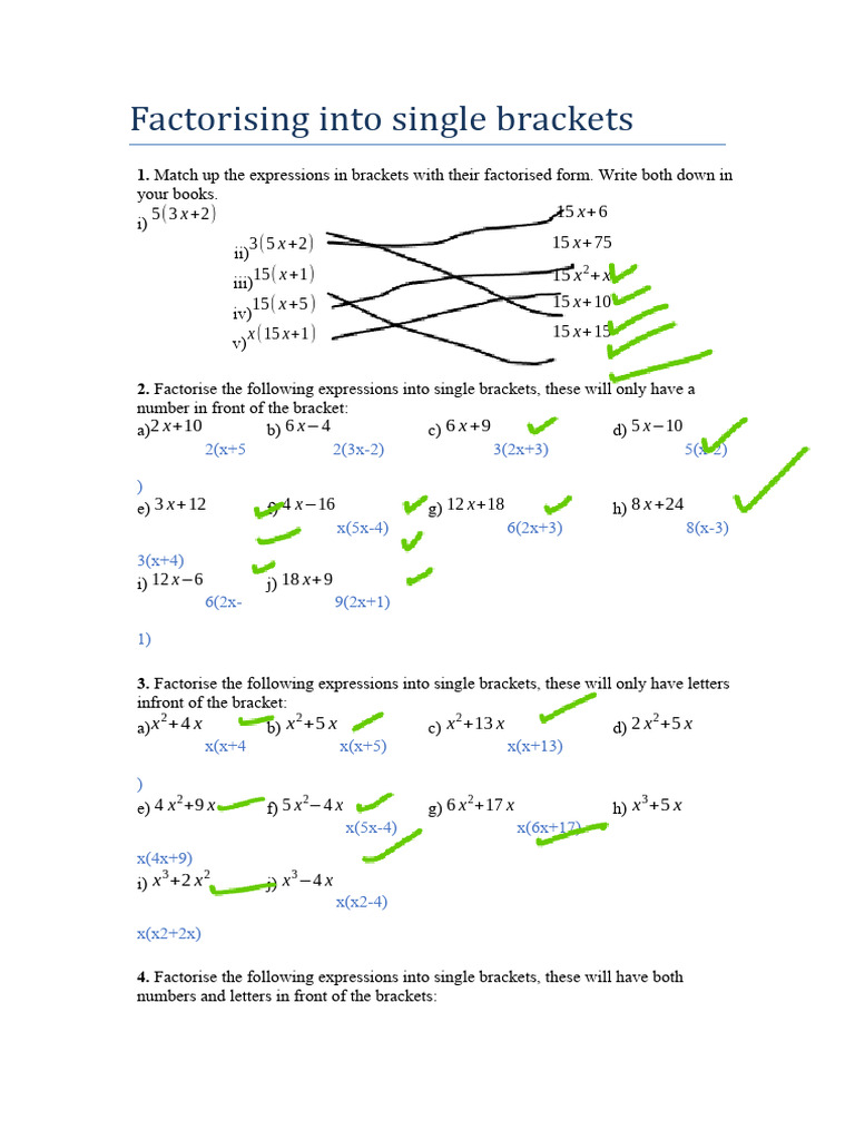 Factorising Into Single Brackets F | PDF