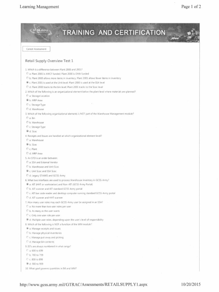A. 05 - GCSS - Army Retail Supply Overview (WBT) | PDF