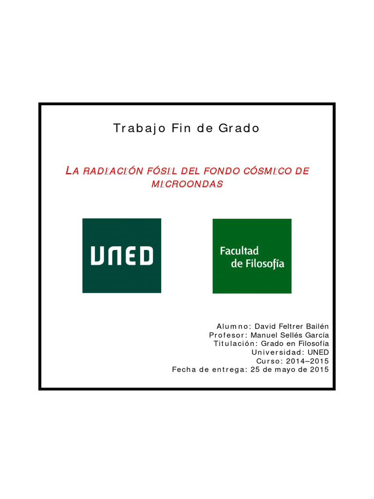 TFG - CMB - David Feltrer Bailen - Mayo 2015 | PDF | Universo | Electrón