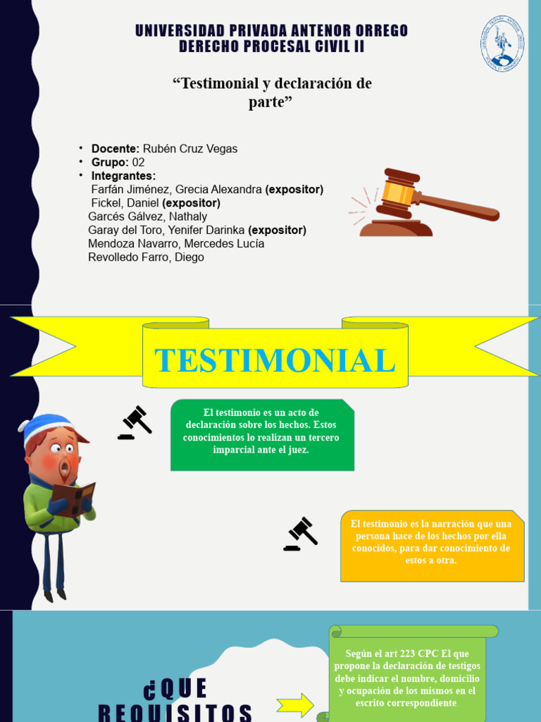 Testimonial y Declaración de Parte | PDF | Testigo | Testimonio