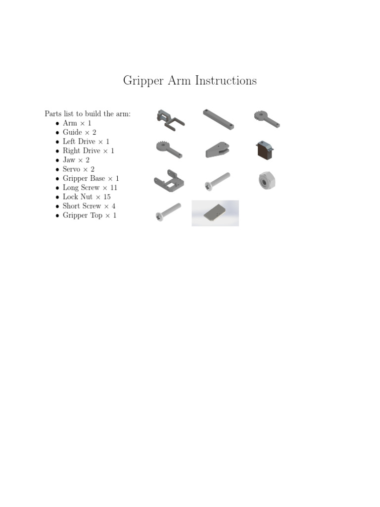 Gripper Arm Instructions | PDF | Screw | Machines