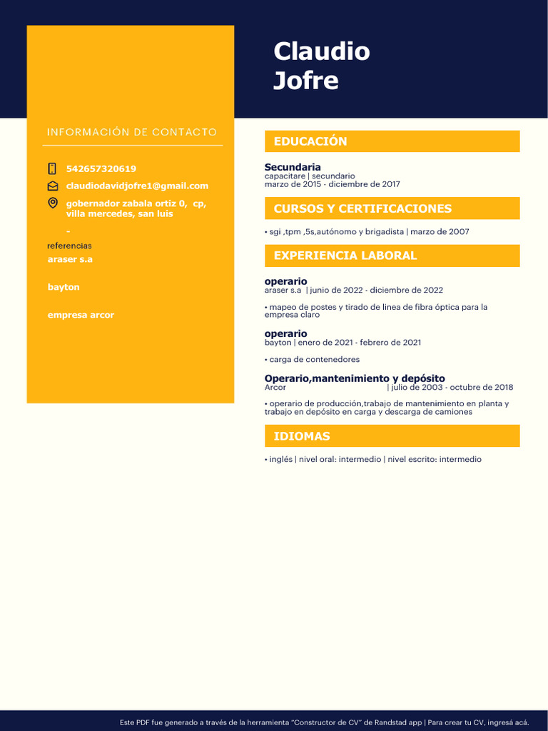 CV Jofre Claudio | PDF