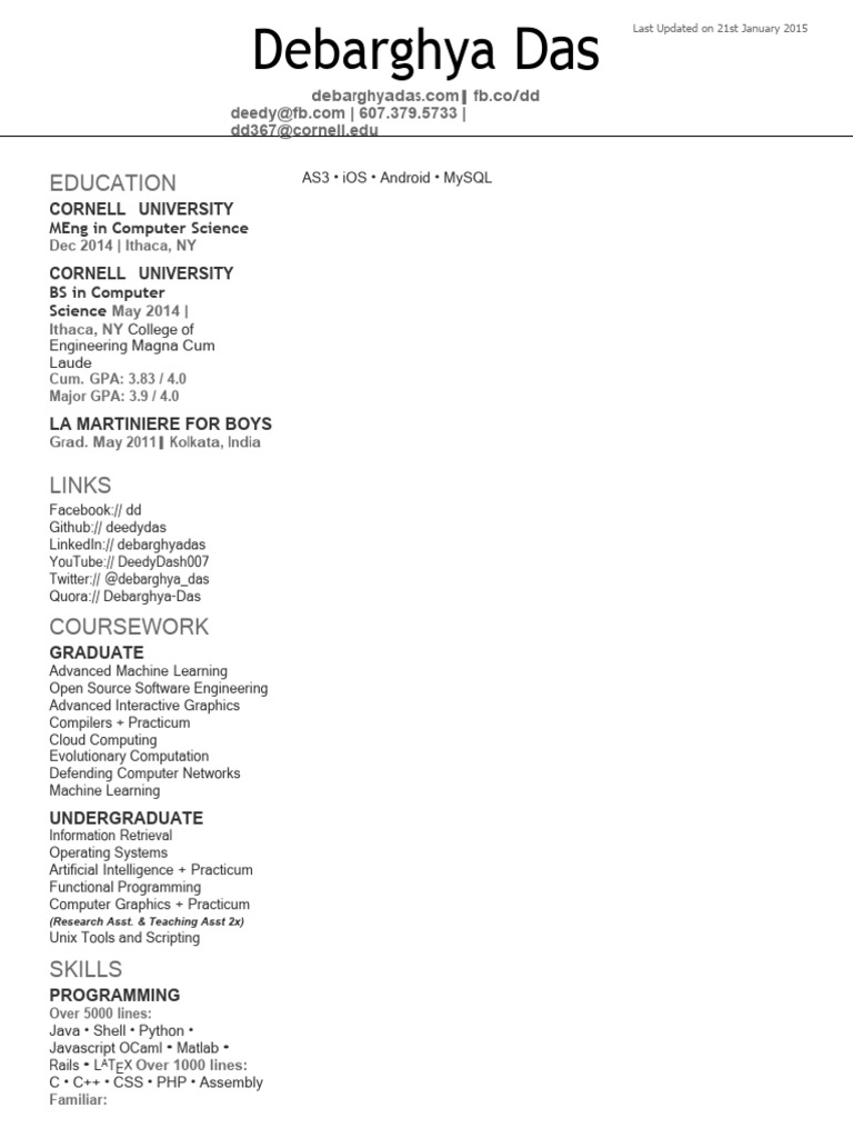 Deedy Resume | PDF | Computing | Software